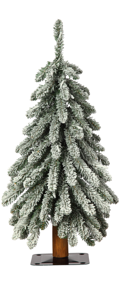 2 Foot Lightly Flocked Alpine Tree with Soft White LED Lights and Time ...